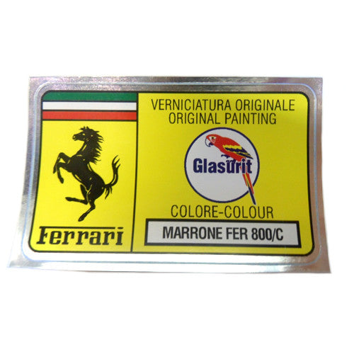 Ferrari - Paint Code Sticker MARRONE FER 800/C FER02095 – Ferrari Parts ...
