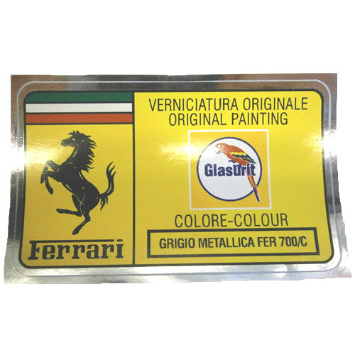 Ferrari - Paint Code Sticker GRIGIO METALLICA FER 700/C FER02185 ...