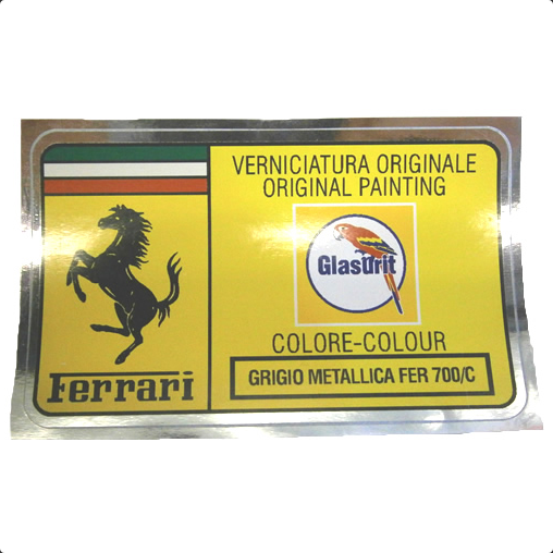 Paint Code Sticker (GRIGIO METALLICA FER 700/C) With orange box behind ...
